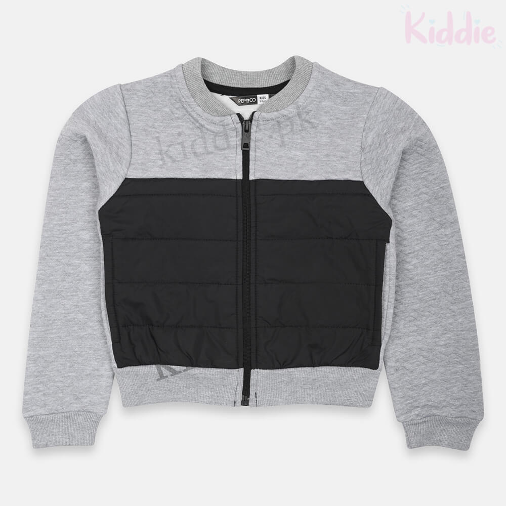 Pep Grey and Black Quilted Jacket 3715 – kiddie.pk